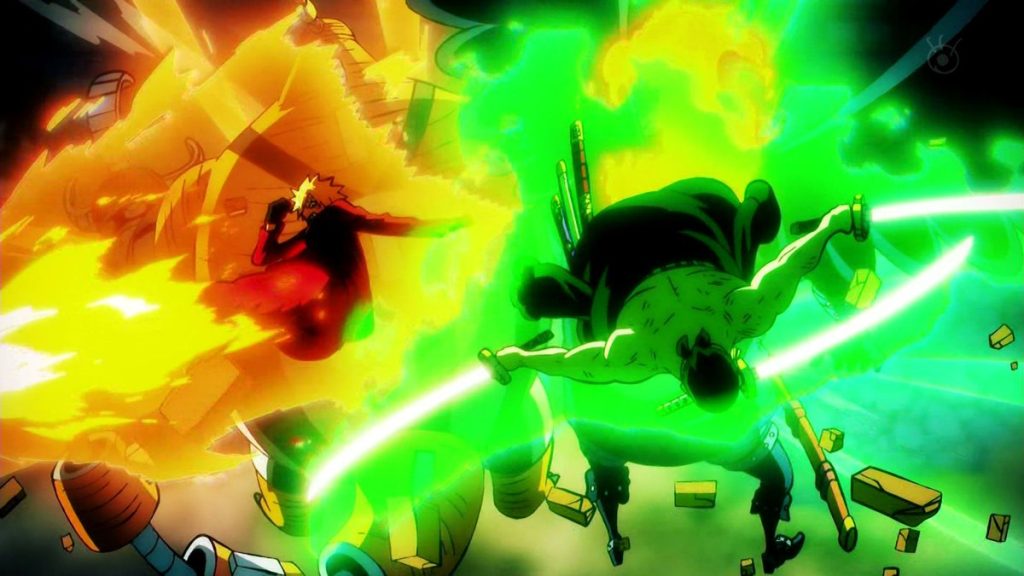 One Piece Episode 1046: Zoro and Sanji vs King and Queen